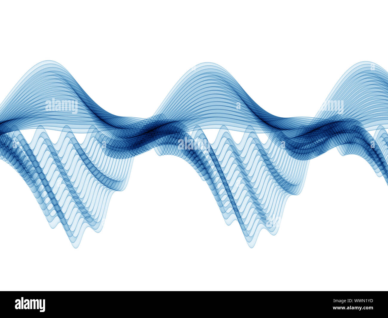 Abstract sine waves rendered in blue against white background Stock ...