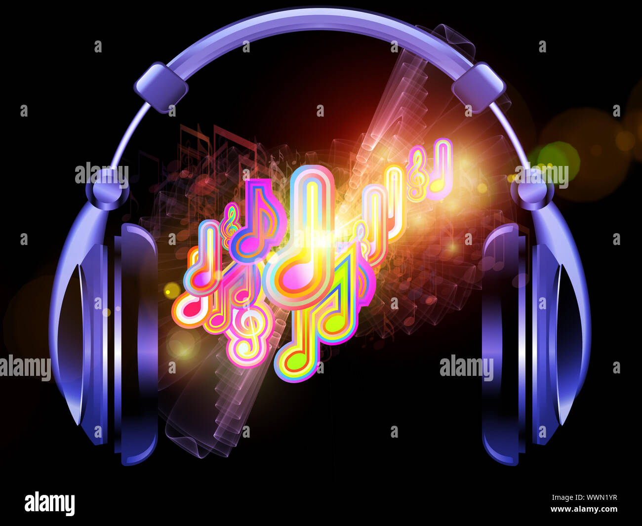 Music in headphones background suitable as a backdrop for projects on ...