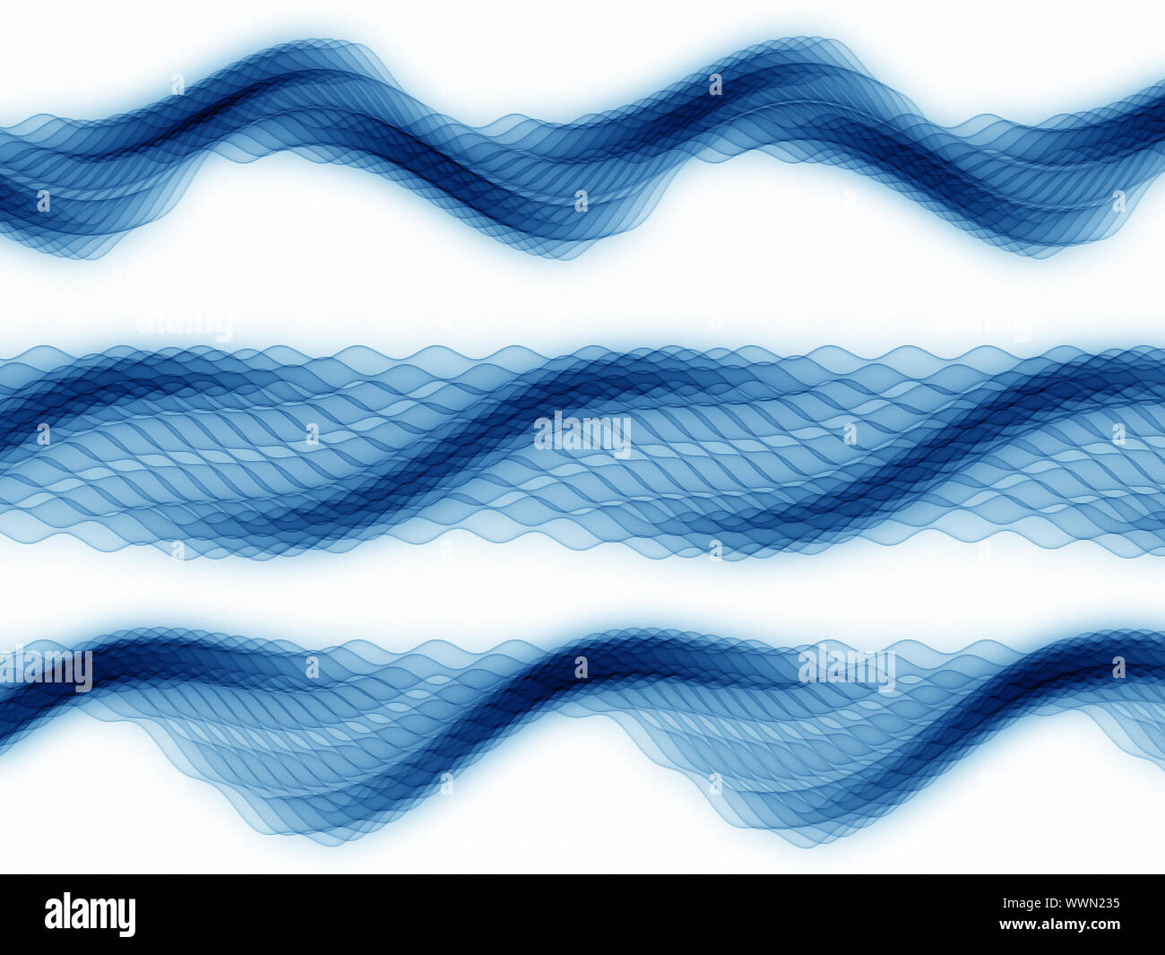 Abstract sine waves rendered in blue against white background Stock ...