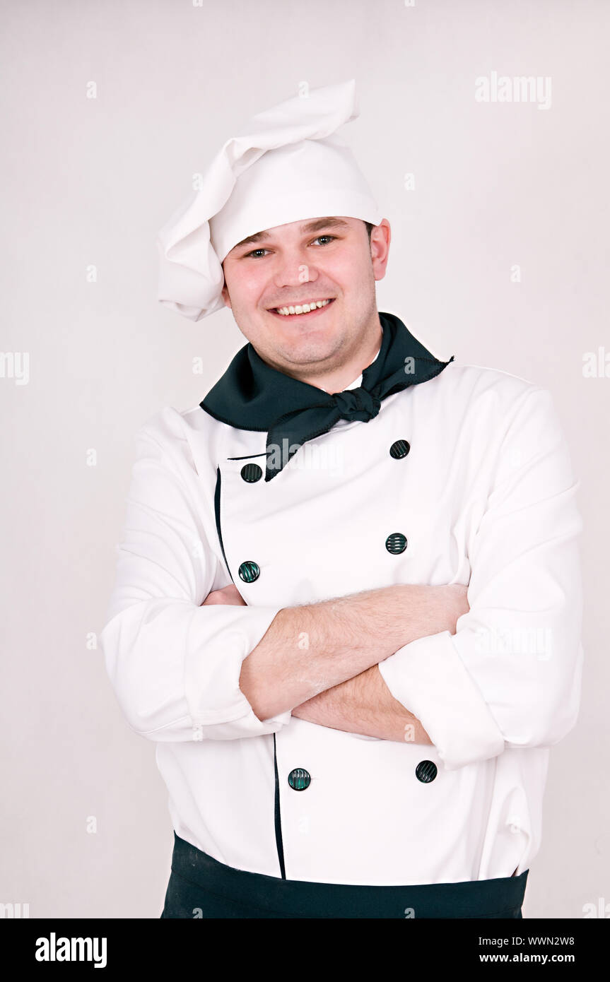 smiling man cook isolated on white background Stock Photo - Alamy