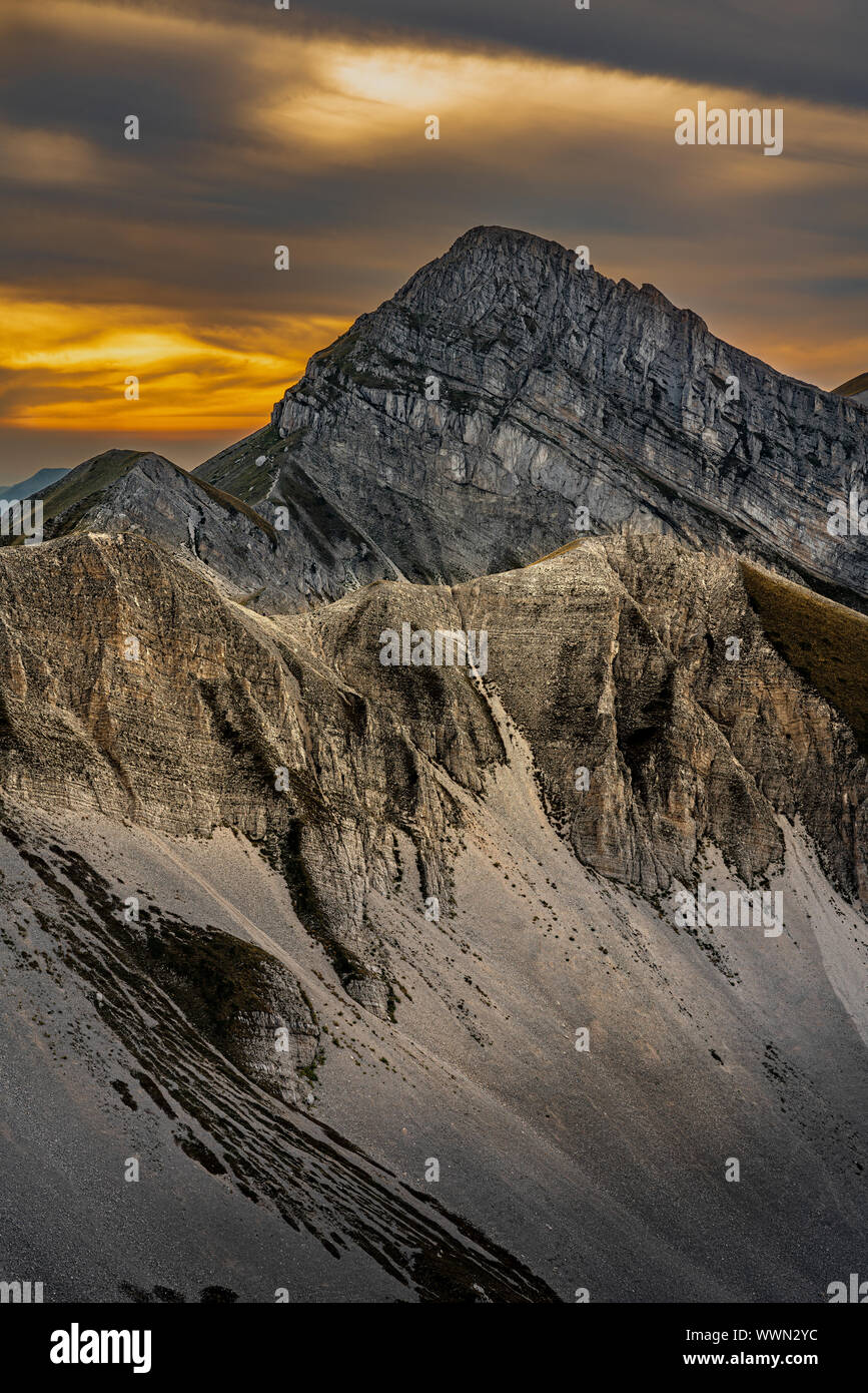 Panoramic view from Gran Sasso mountain with summit of Monte Aquila Stock Photo - Alamy