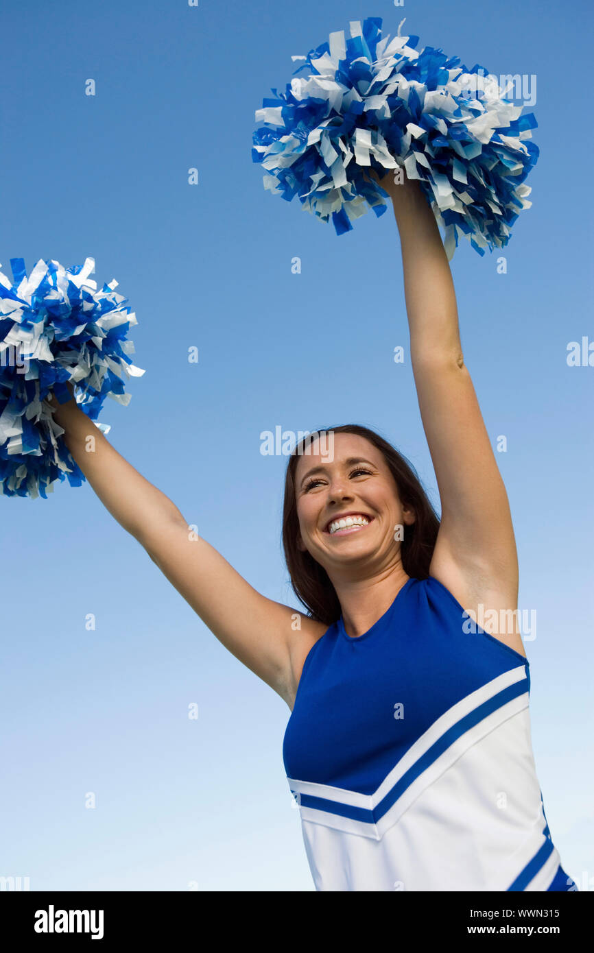 Cheerleader Peforming Cheer Stock Photo - Alamy