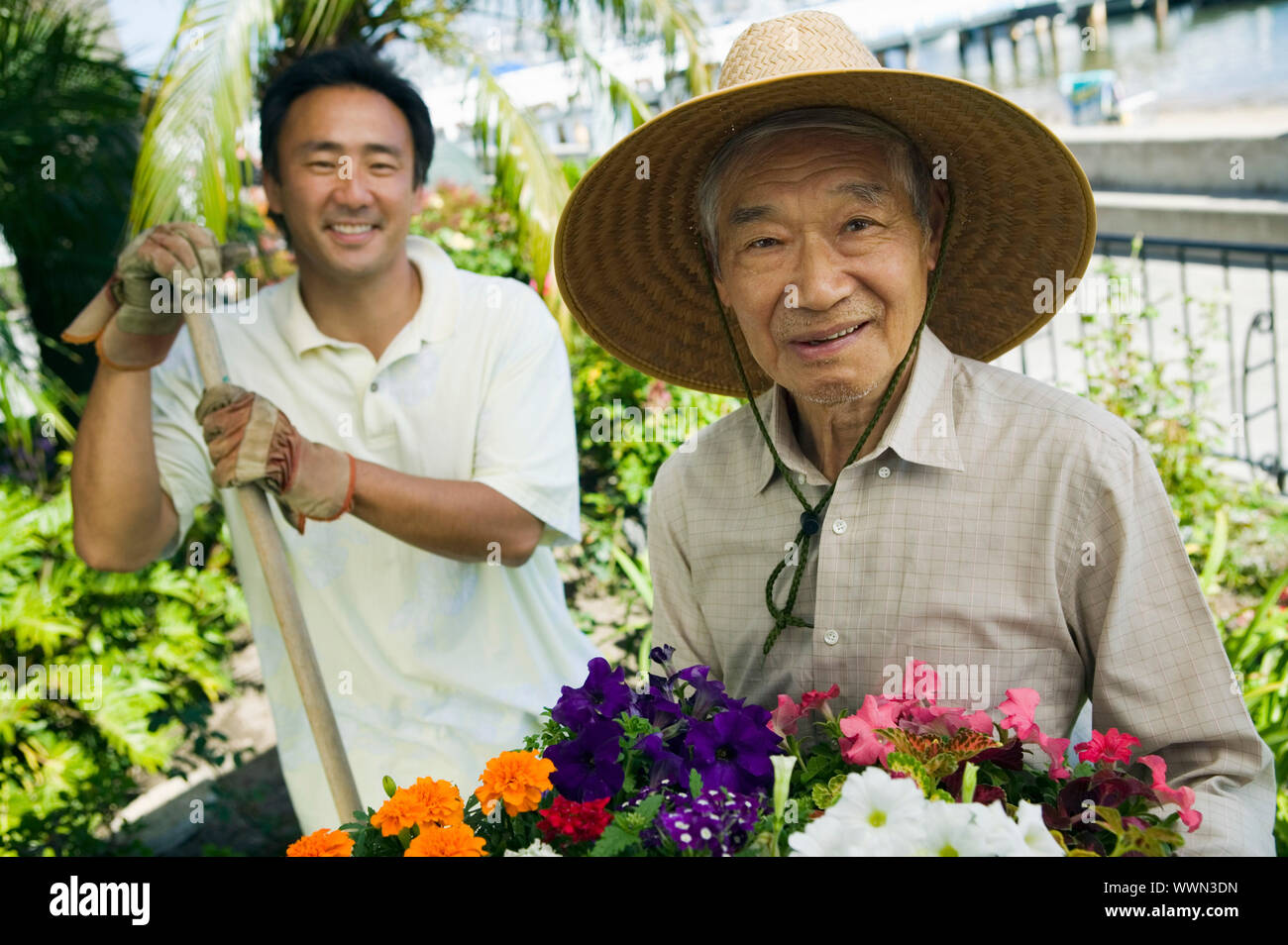 Asian older gardening hi-res stock photography and images - Alamy