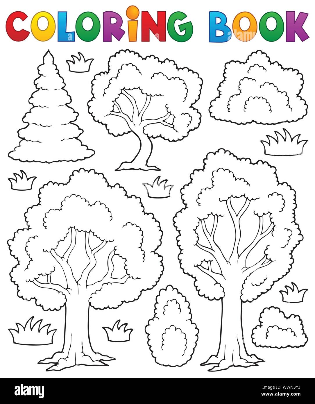 Coloring book tree theme 1 Stock Vector Image & Art - Alamy