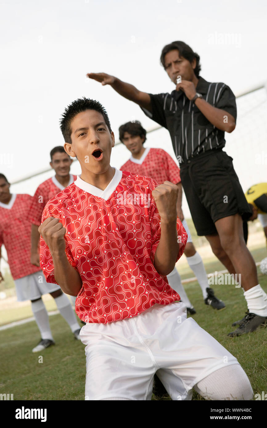 Soccer Team Celebrating a Win Stock Photo - Alamy