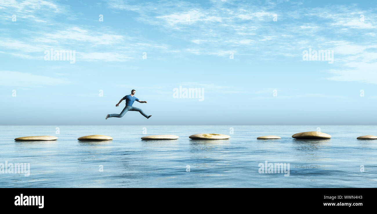 Jumping into the sea from a rock hi-res stock photography and images ...