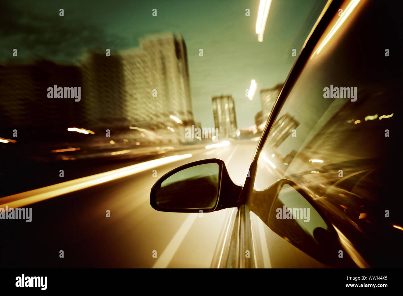 night drive blurred in motion Stock Photo - Alamy