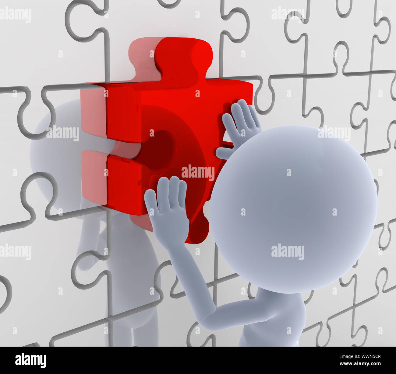 Puzzle, jigsaw matching. Solution, idea concepts. 3d people Stock Photo ...