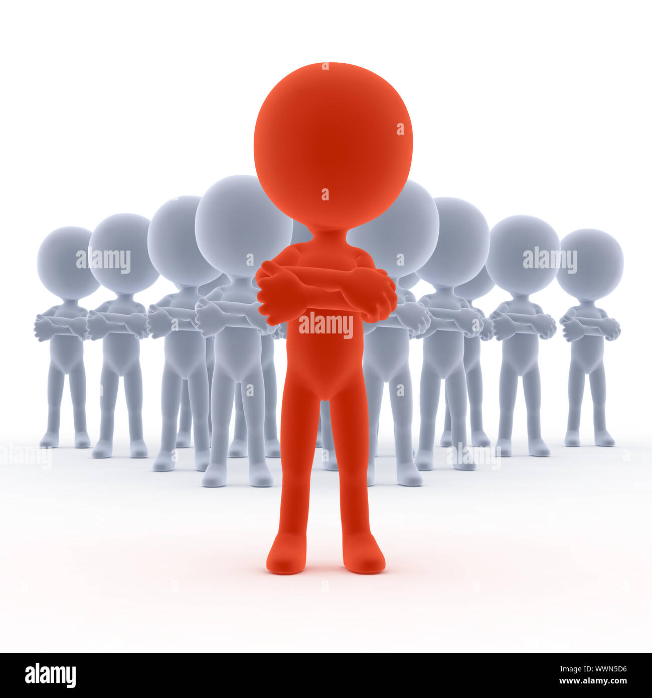 Business team leader with his people. 3d little humans Stock Photo - Alamy