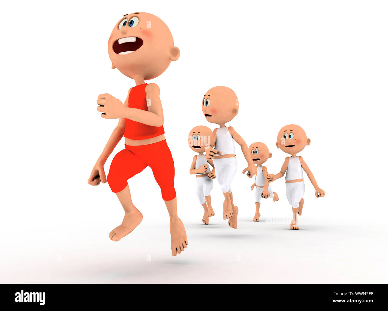 Toon guys running in conceptual race, competition. A happy leader Stock ...