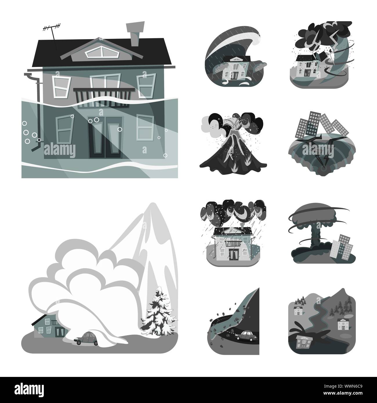 Vector illustration of nature and apocalypse icon. Set of nature and ...