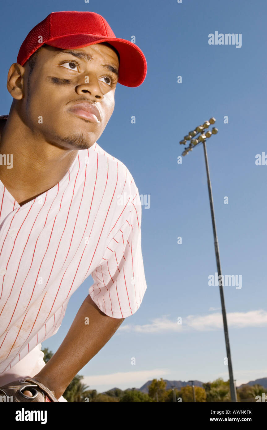 Baseball Outfielder Waiting For Play Stock Photo - Alamy