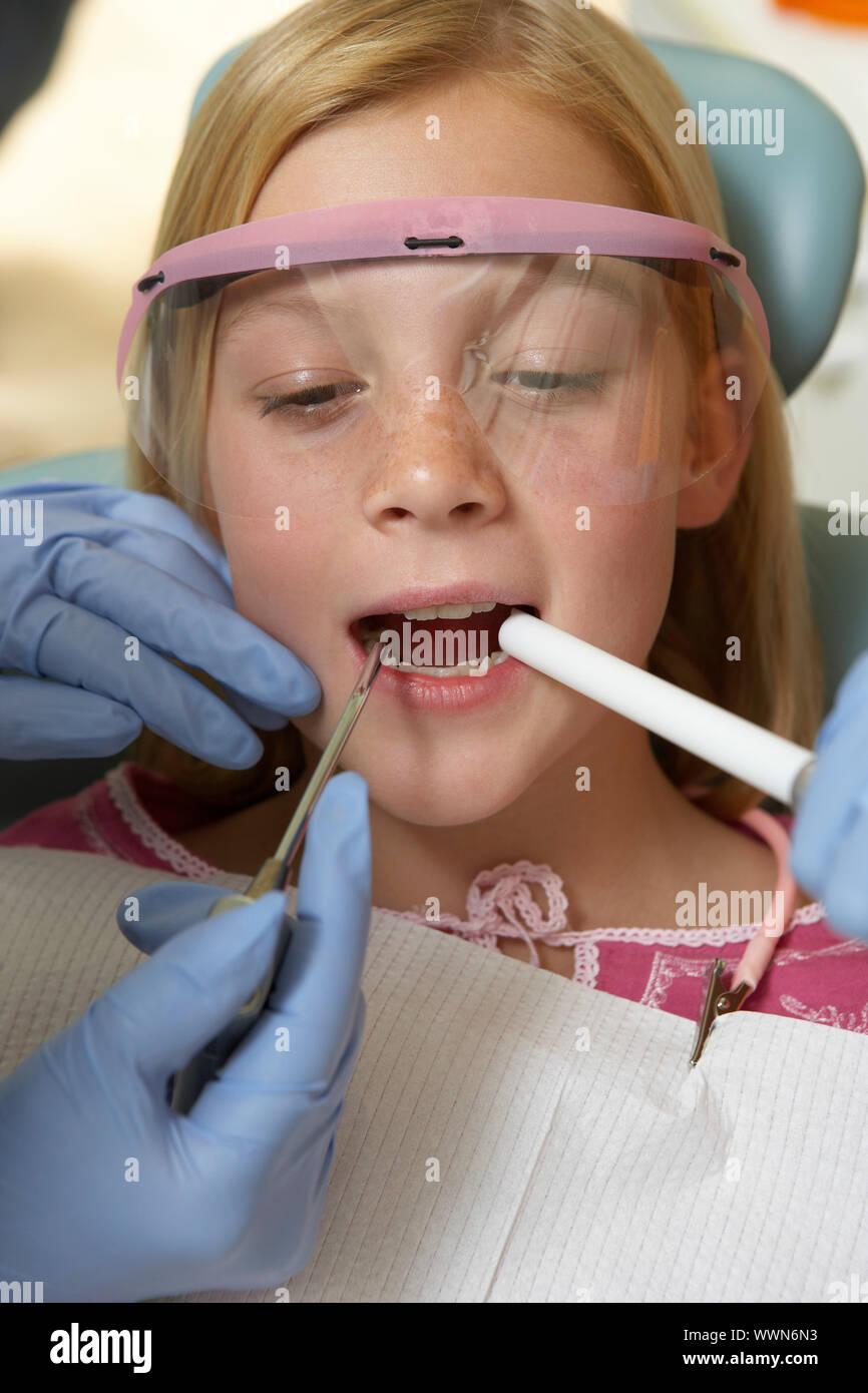 Girl Getting Dental Checkup Stock Photo - Alamy