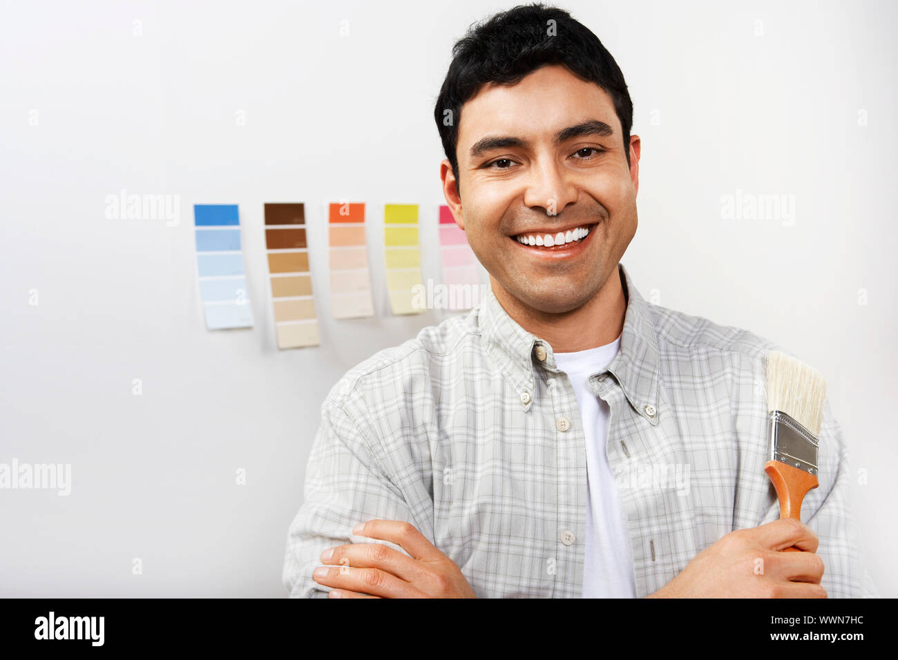 Man Choosing Paint Color Stock Photo - Alamy