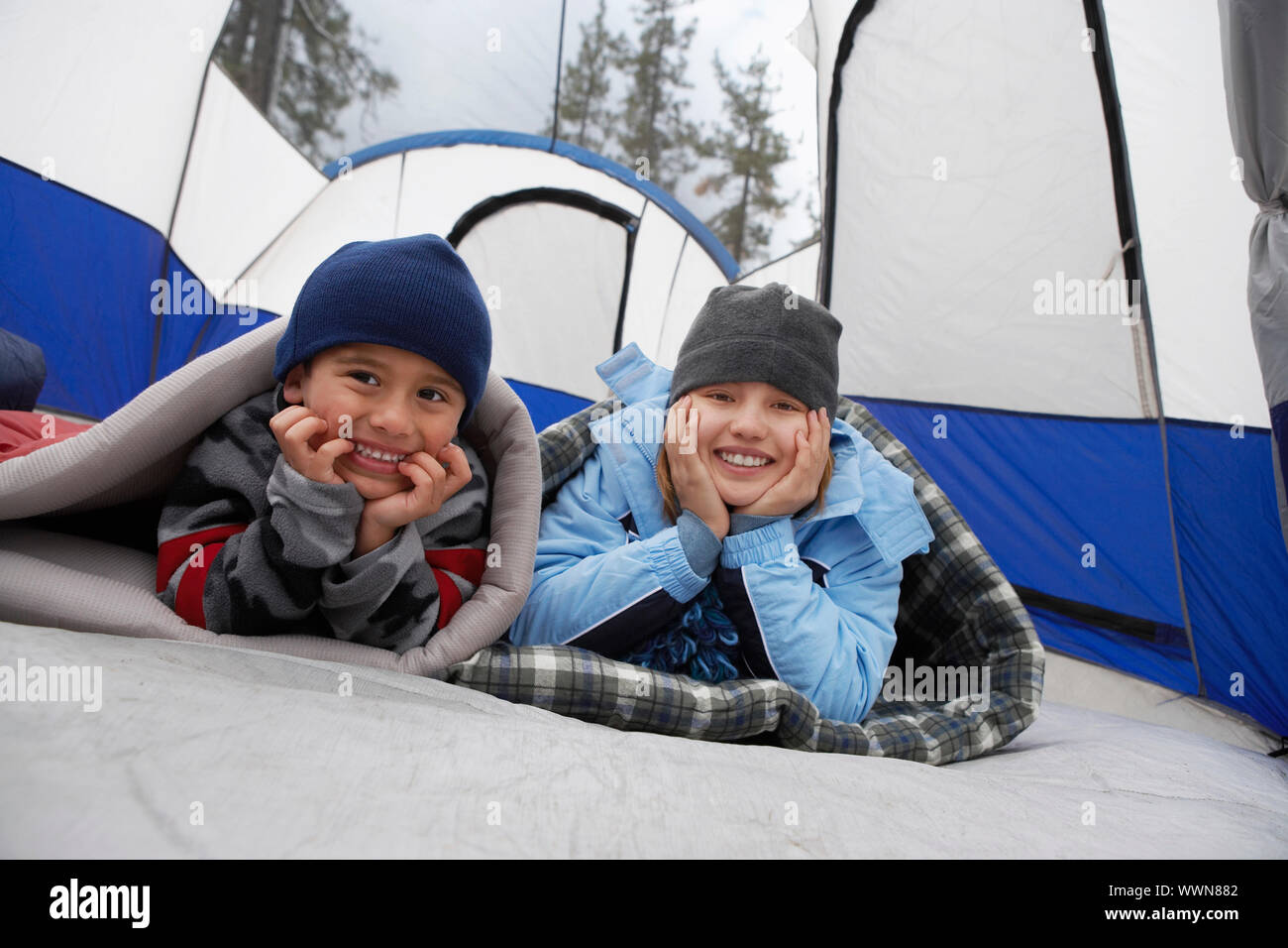 Group of Friends on Camping Trip Stock Photo - Alamy