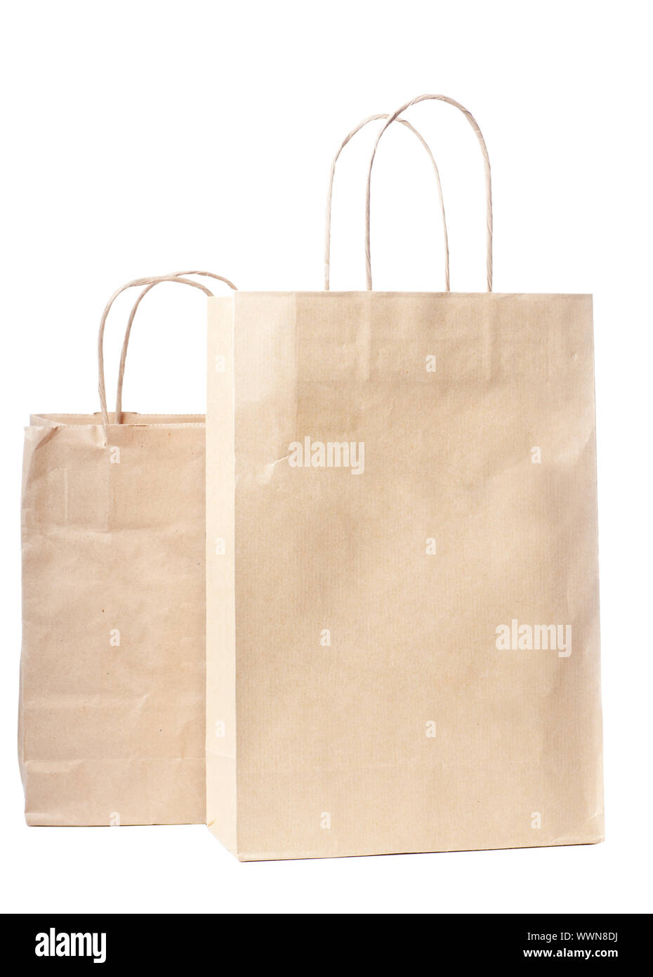 Two paper bags isolated over white background Stock Photo - Alamy