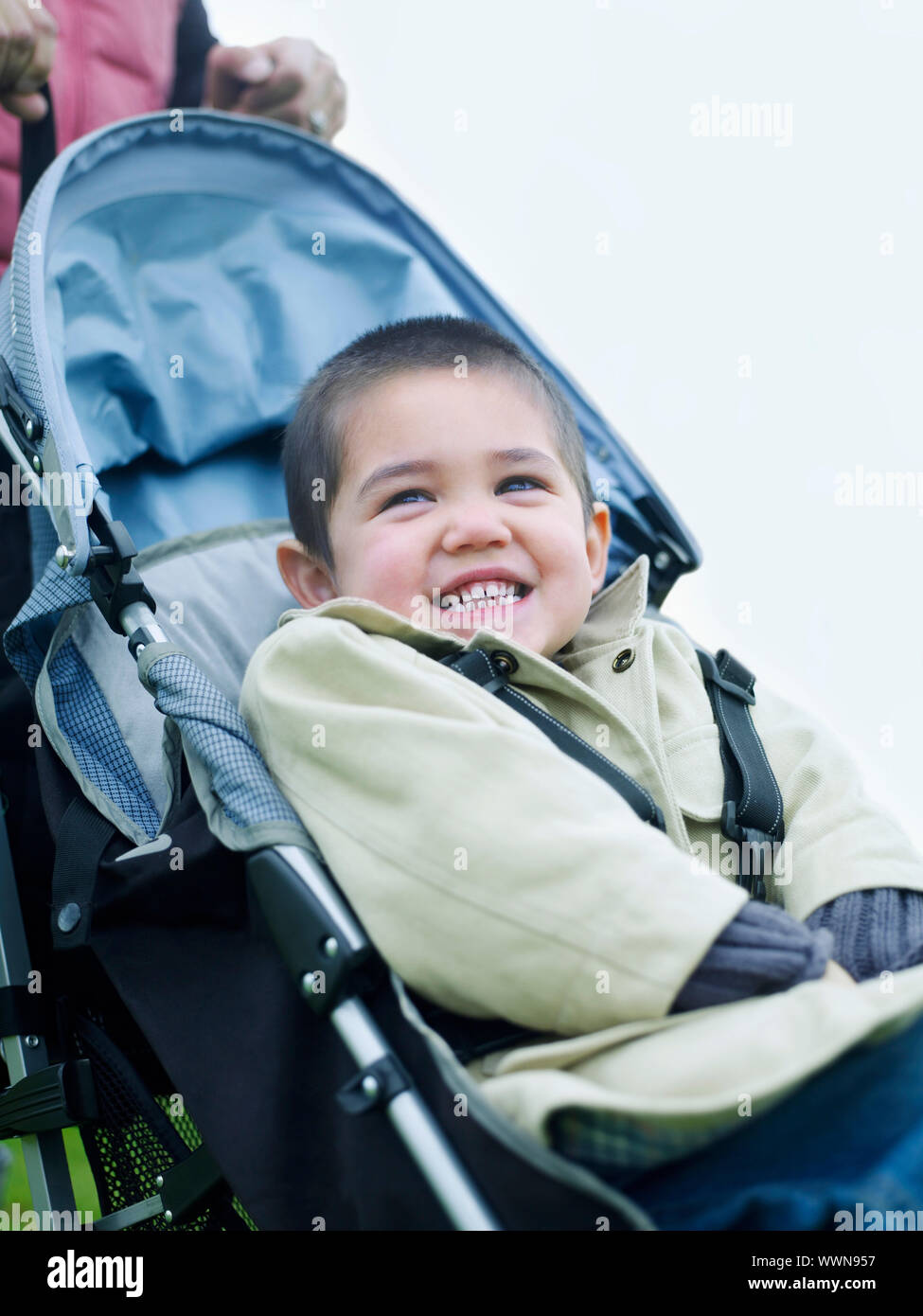 Little Boy in Stroller Stock Photo - Alamy