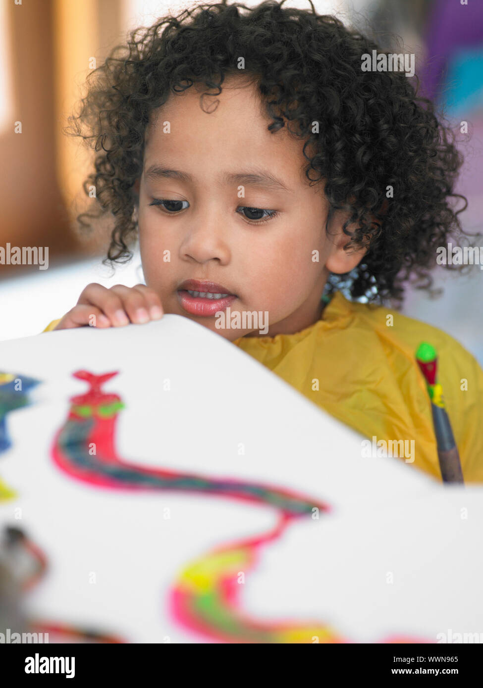 Elementary Student in Art Class Stock Photo - Alamy