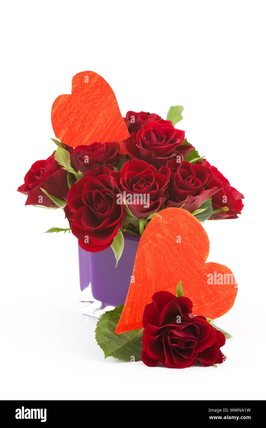 red roses and heart Stock Photo - Alamy