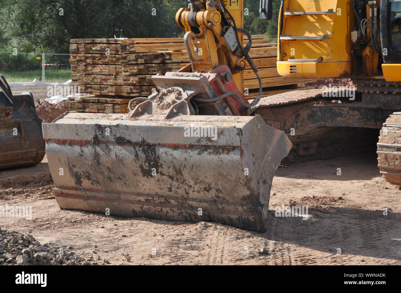 Excavators in road construction Stock Photo - Alamy
