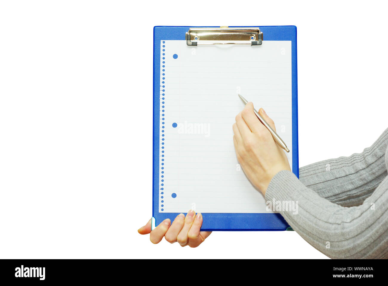 Hand holding a white paper Stock Photo - Alamy