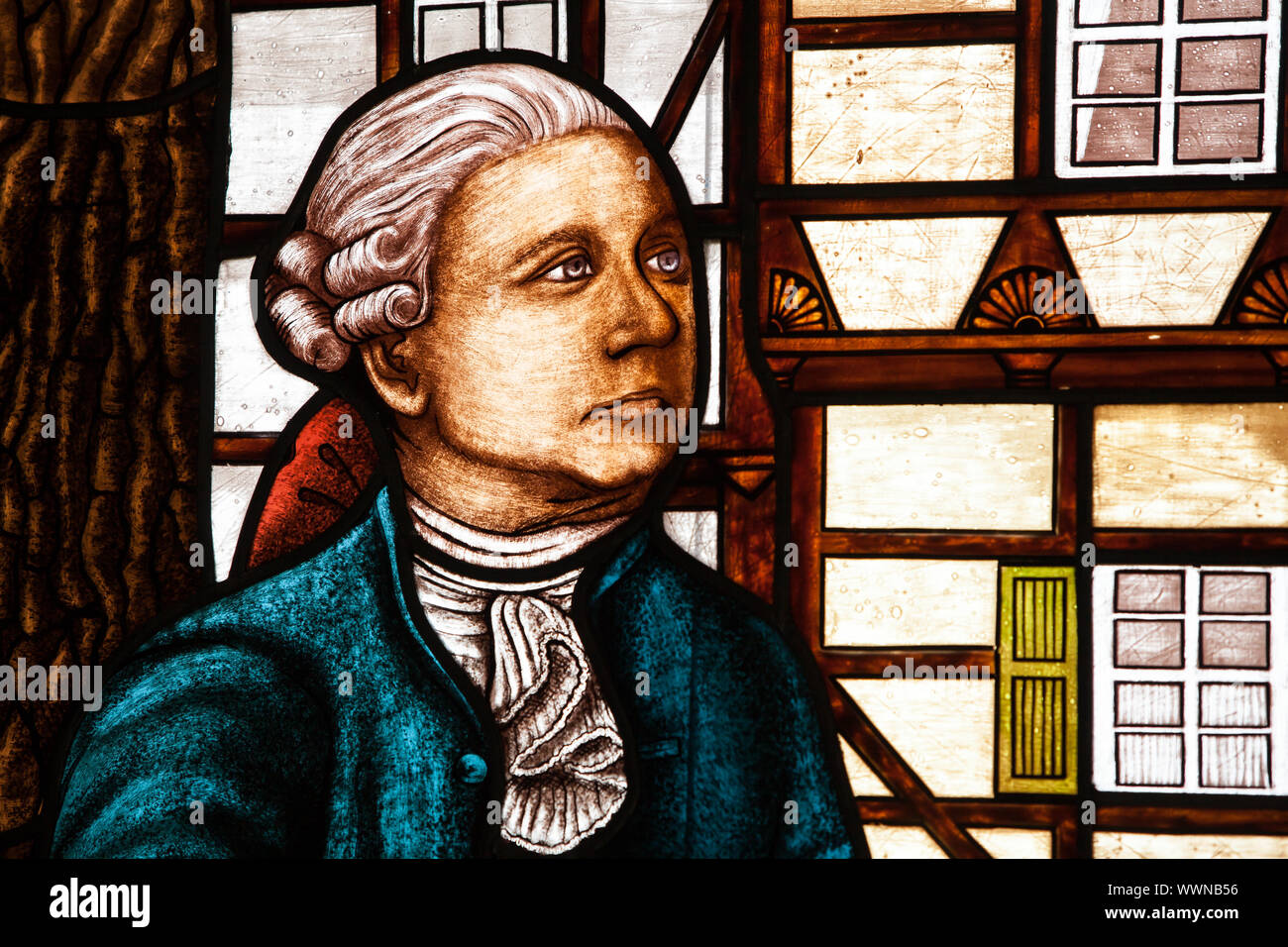 Window of the auditorium of the Carl Ritter House in Quedlinburg Stock ...