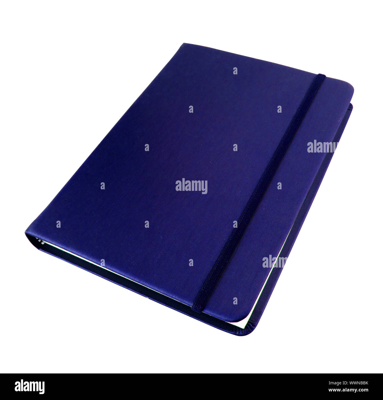 silk blue cover notebook isolated on white background Stock Photo - Alamy