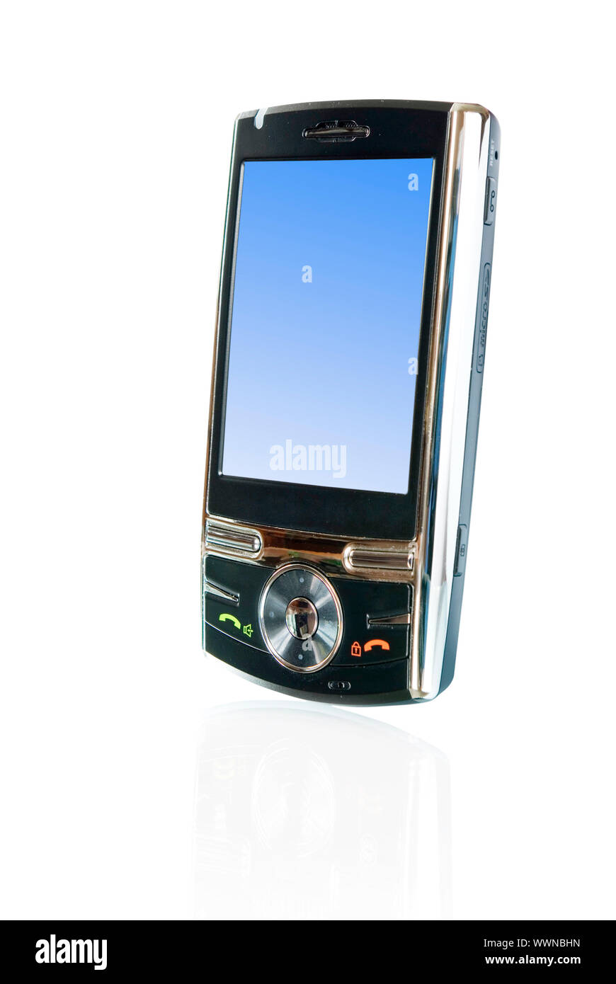 Modern mobile isolated over white Stock Photo - Alamy