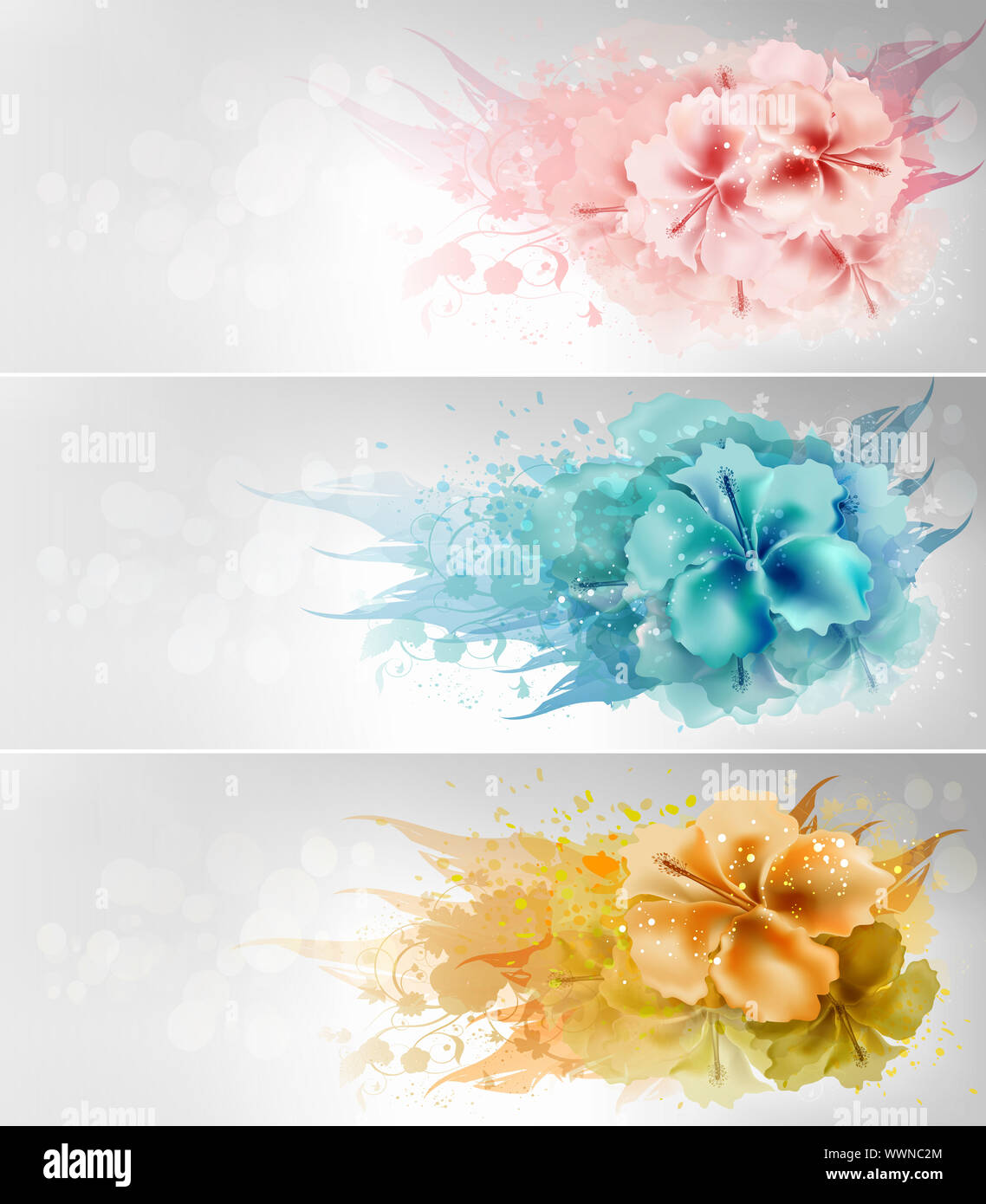 Set Of Floral Design Stock Photo - Alamy