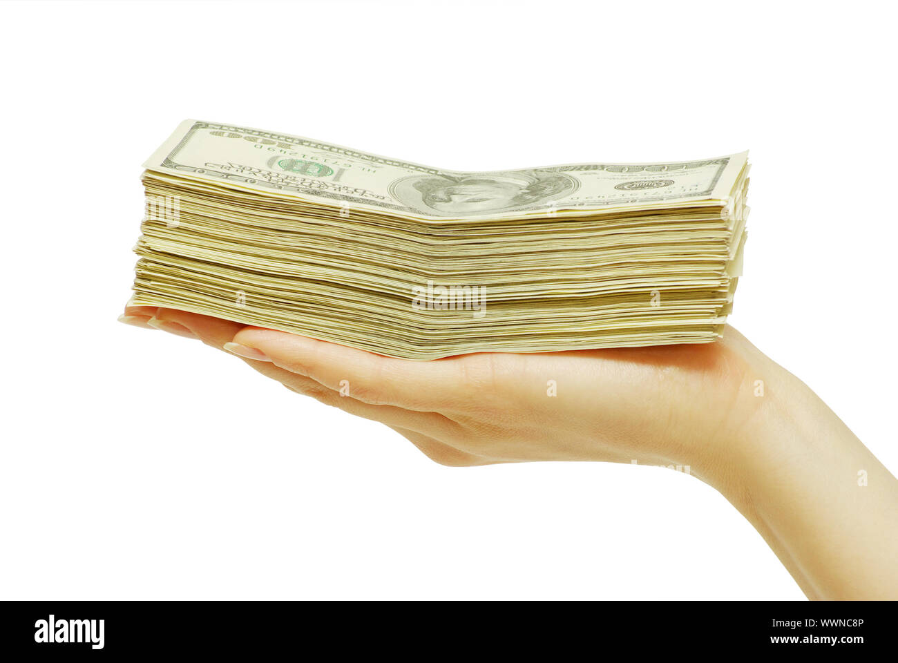 Hand with money isolated on white background Stock Photo - Alamy