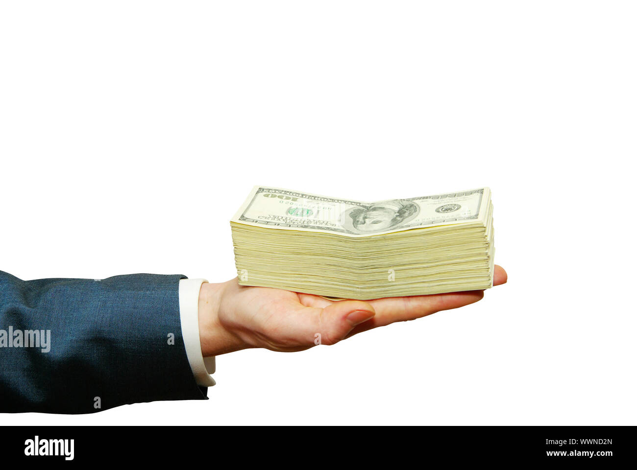 Hand with money isolated on white background Stock Photo - Alamy