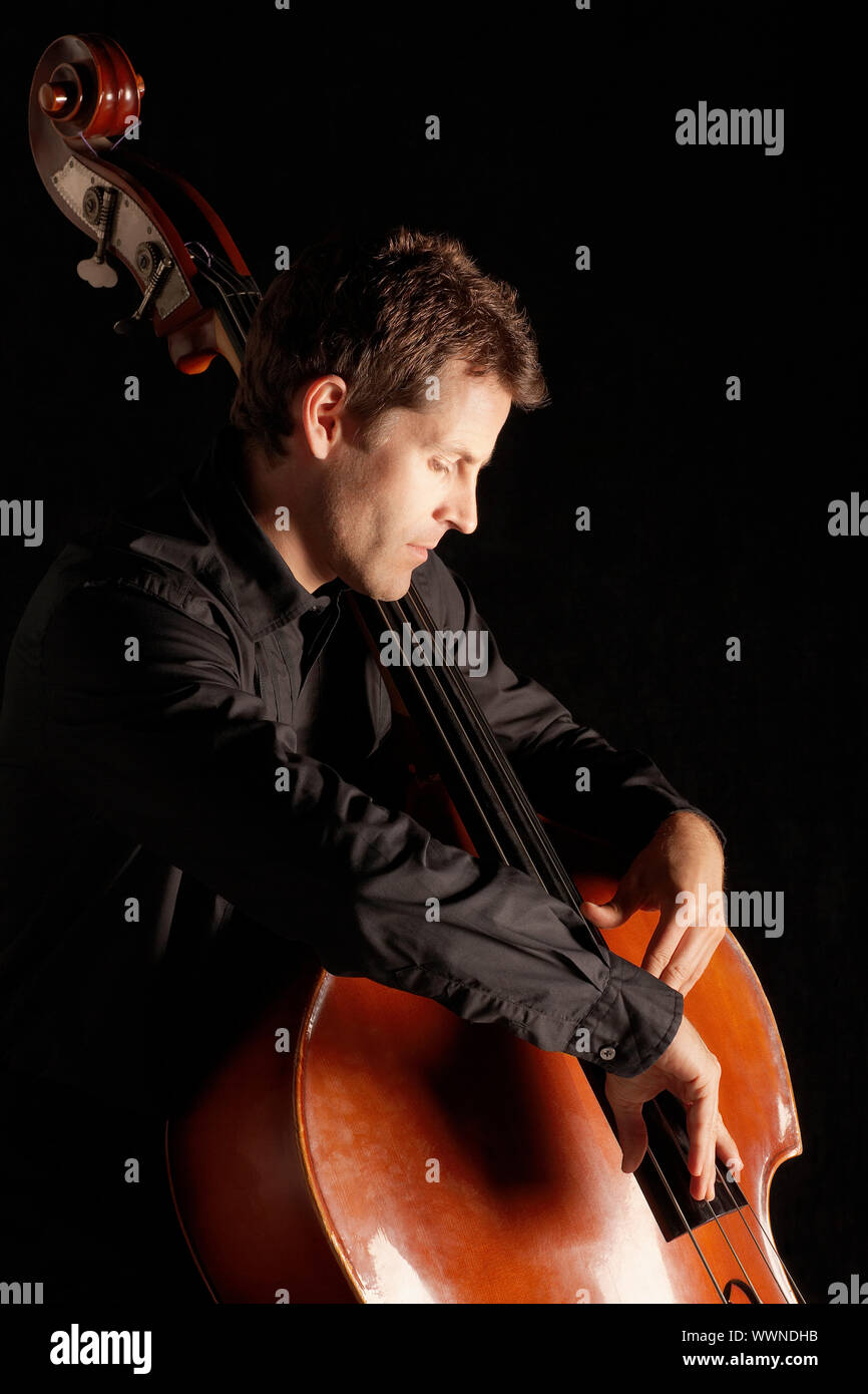 Man Playing Double Bass Stock Photo - Alamy