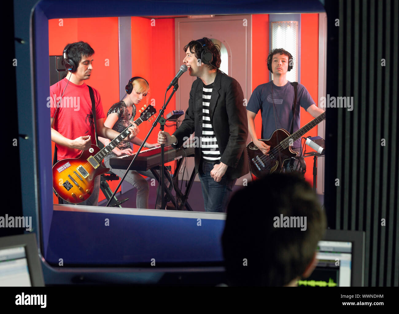Band in Recording Studio Stock Photo - Alamy