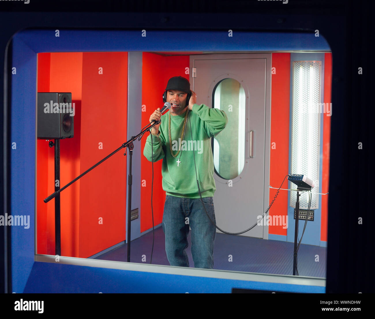 Rap musician singing in studio hi-res stock photography and images - Alamy