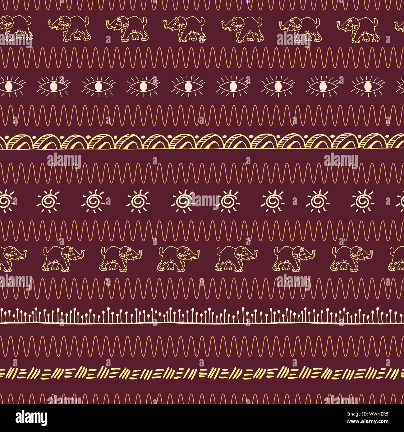 Hand drawn African motifs in a warm earthy color palette Stock Vector ...