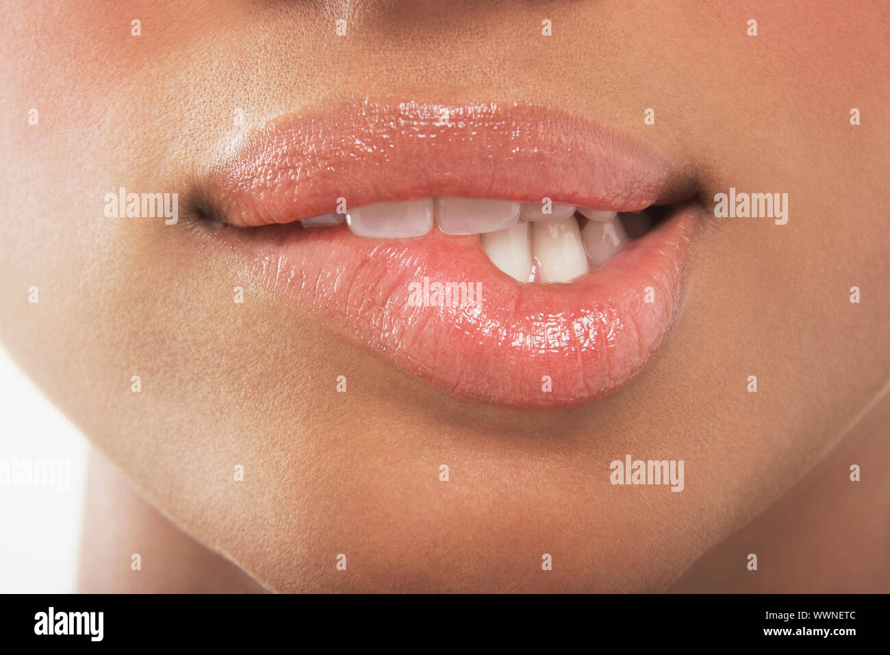 Biting lip anxious hi-res stock photography and images - Alamy