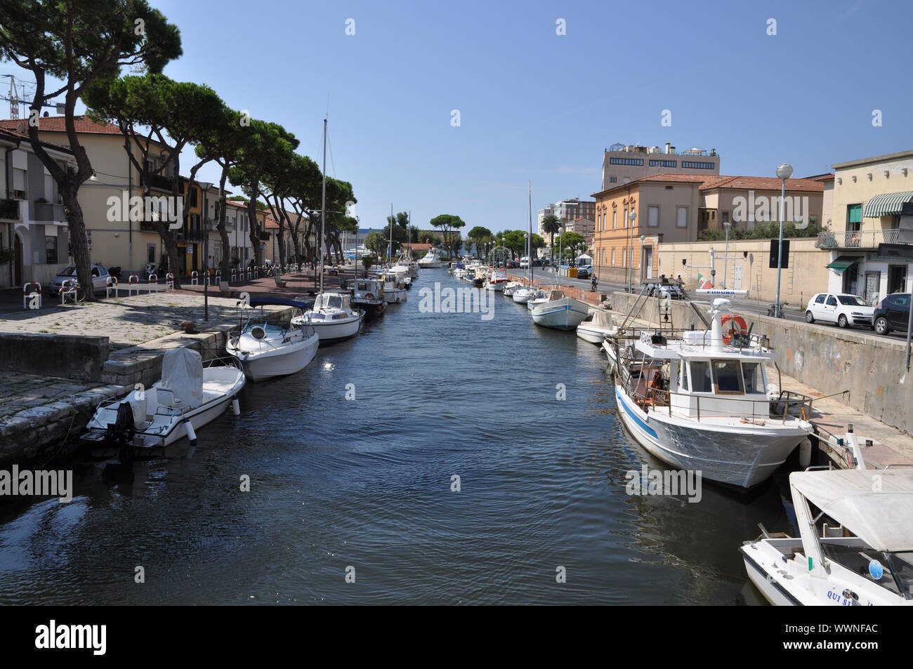 Canal at the port of Viareggio, Italy Stock Photo - Alamy