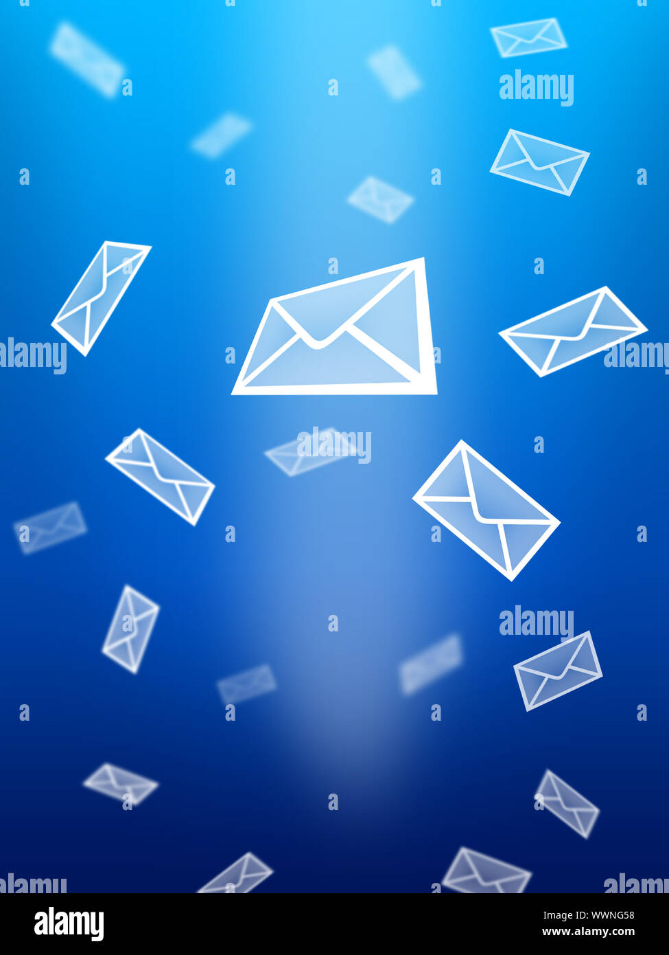 Abstract blue background, with white postal mail Stock Photo - Alamy