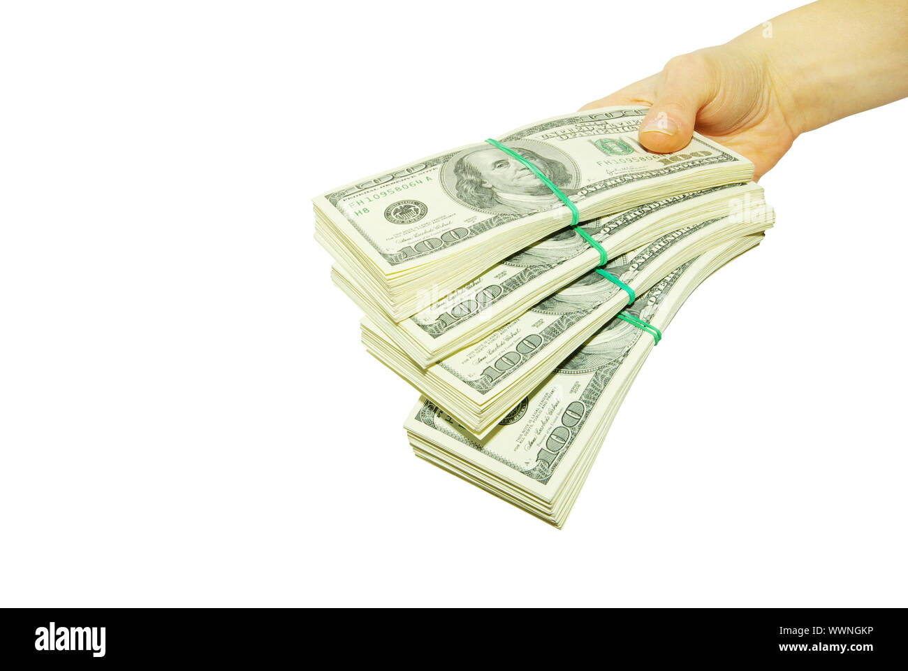 Hand with money isolated on white background Stock Photo - Alamy