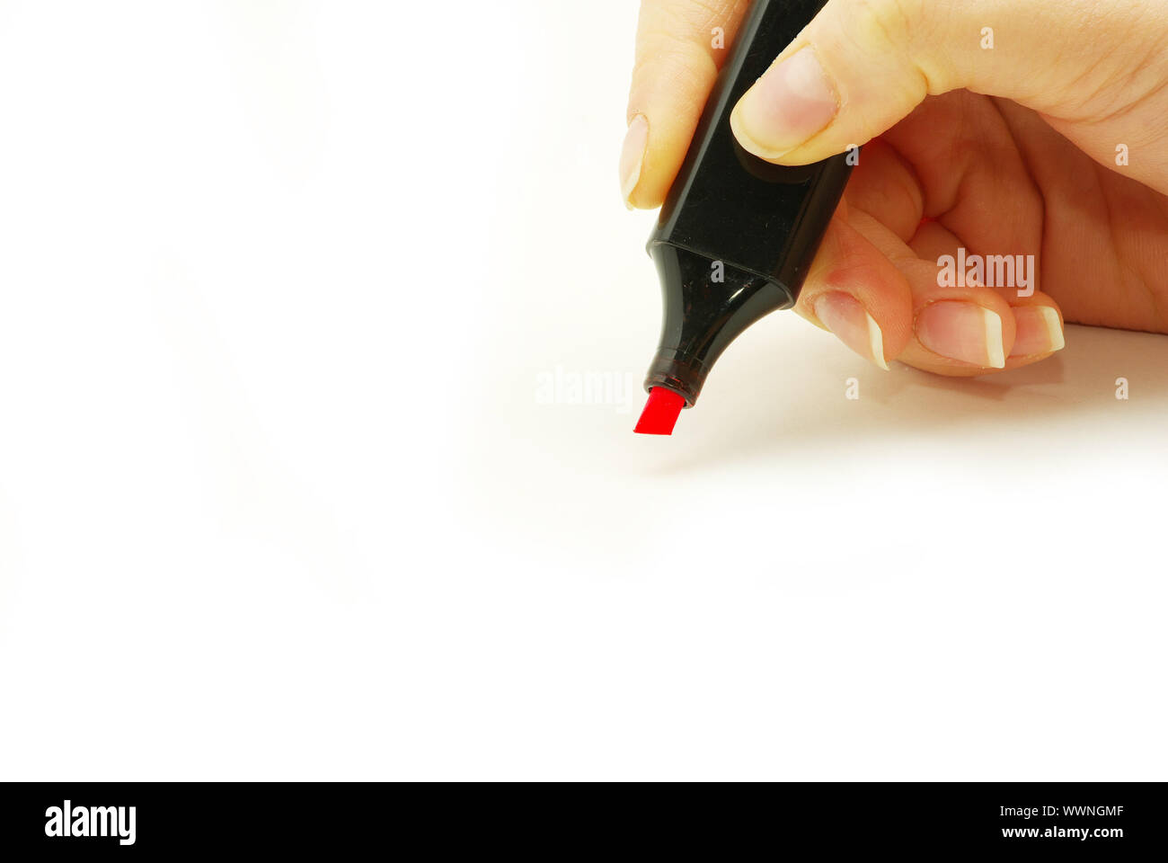 Hand with marker isolated on white background Stock Photo - Alamy