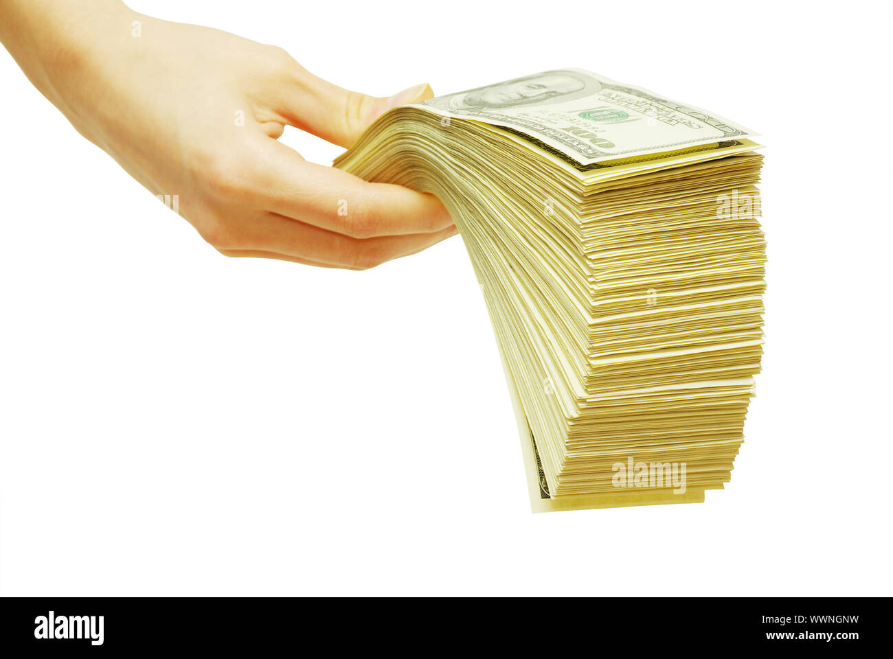 Hand with money isolated on white background Stock Photo - Alamy