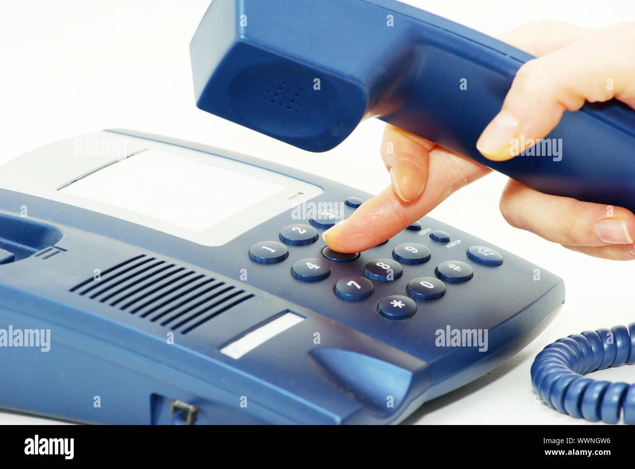 finger with blue telephone keypad Stock Photo - Alamy