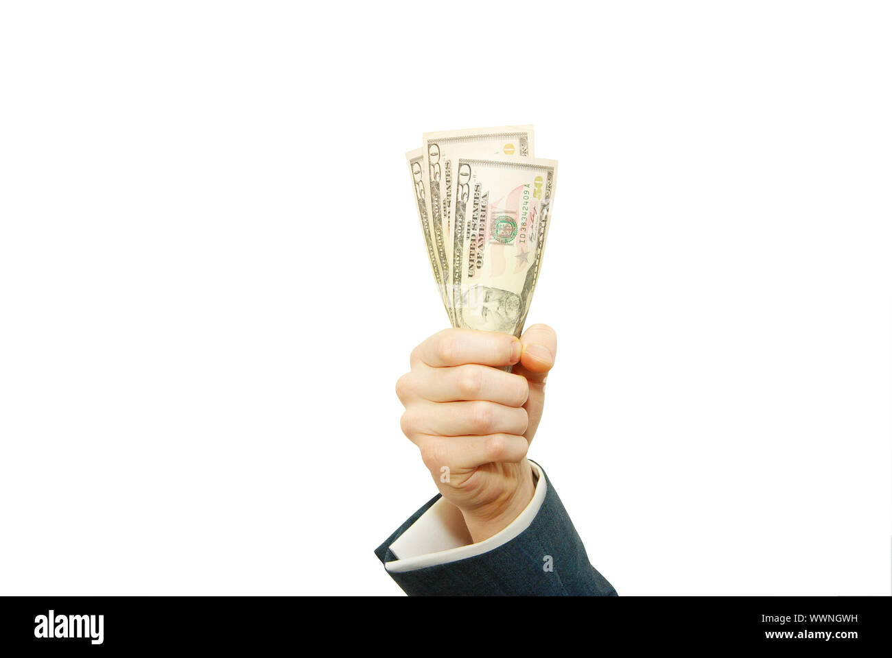 Hand with money isolated on white background Stock Photo - Alamy