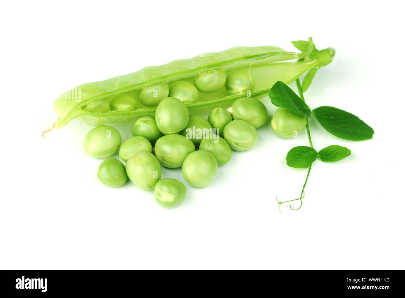 Pea and leaf isolated on white Stock Photo - Alamy