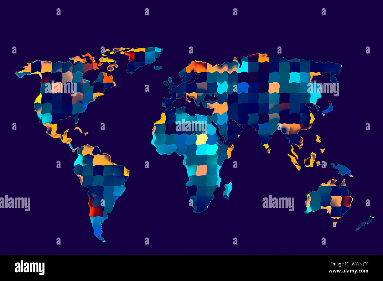 Roughly outlined world map with a colorful background patterns Stock ...