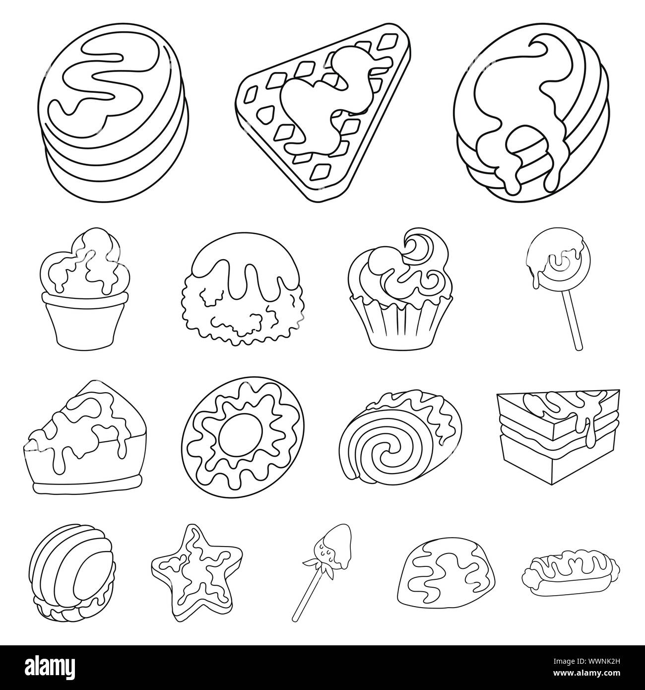 Isolated object of sweet and product logo. Set of sweet and caramel ...