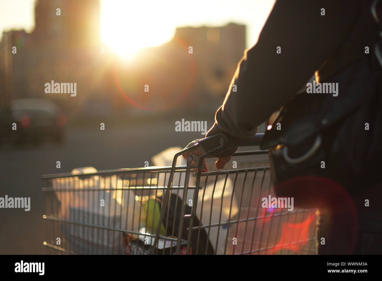 take cart in hands go shoping Stock Photo - Alamy