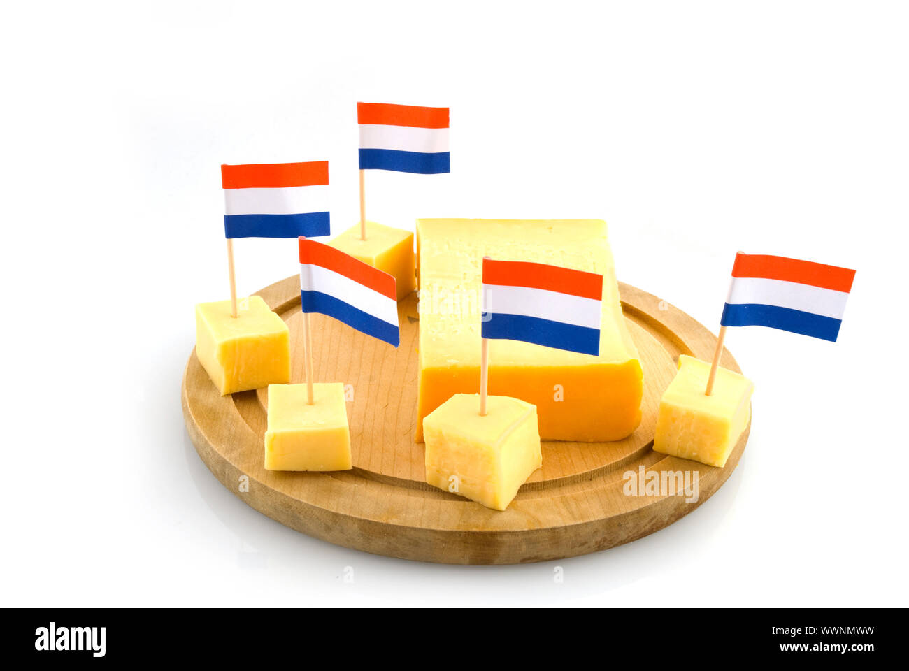 Dutch cheese in cubes with flags Stock Photo - Alamy