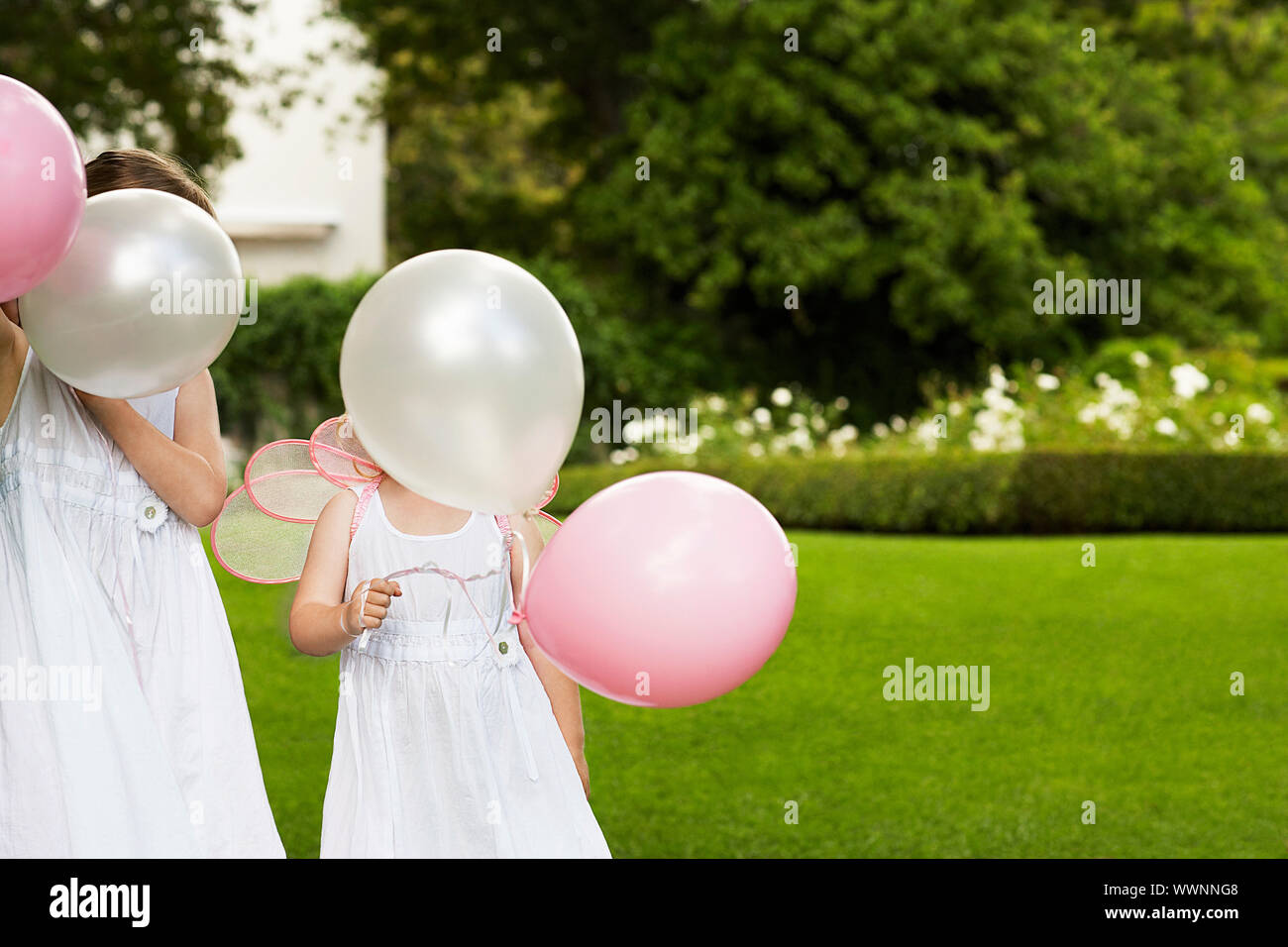 Girls with Party Balloons Stock Photo - Alamy