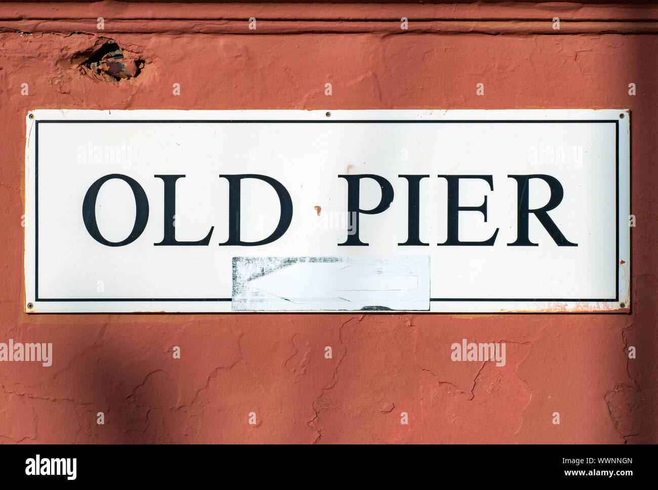 Old Pier sign, North Berwick harbour, East Lothian, Scotland, UK Stock ...